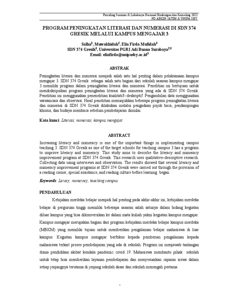 MENINGKATKAN LITERASI DAN NUMERASI DI SDN 374 | PDF