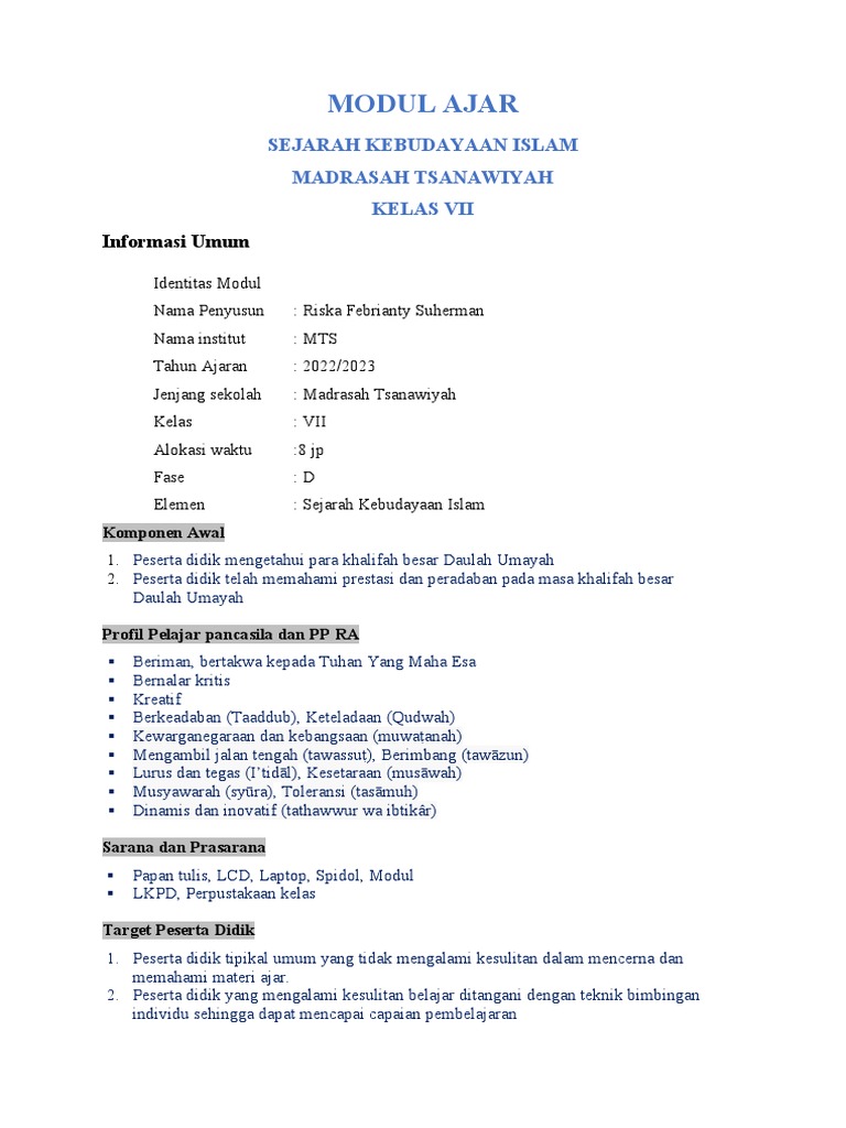Modul Ajar Riska FS | PDF