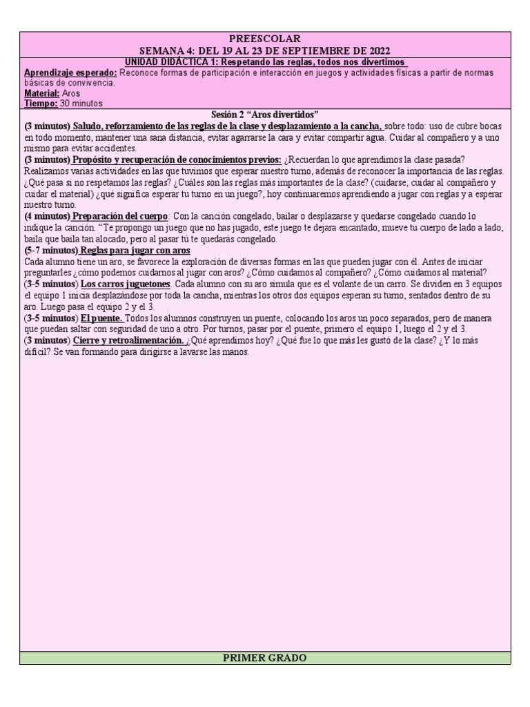 Actividades de Juego y Normas en Clase | PDF | Aprendizaje