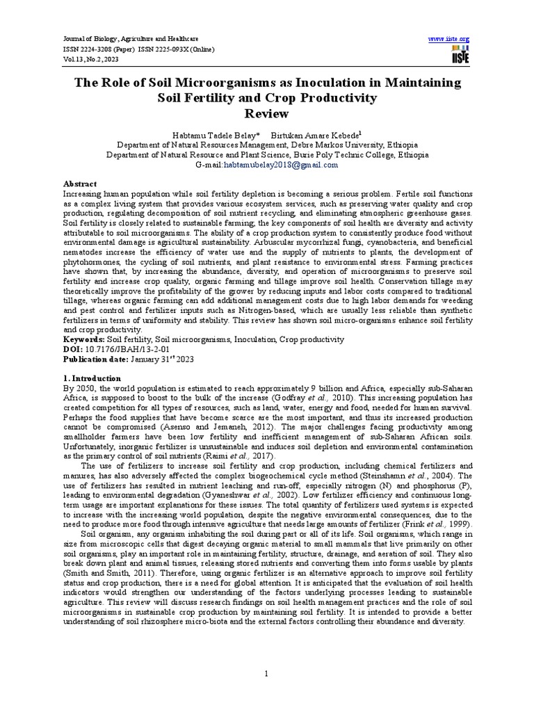 The Role of Soil Microorganisms As Inoculation in Maintaining | PDF ...