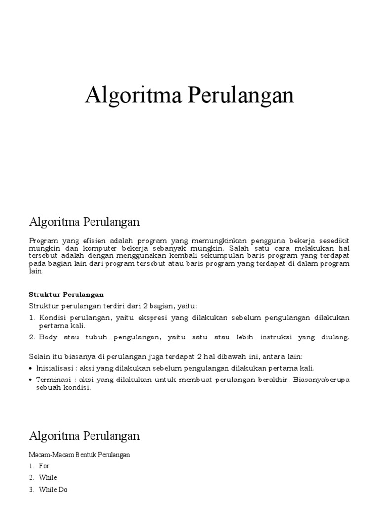 Algoritma Perulangan dan Struktur Pengulangan | PDF