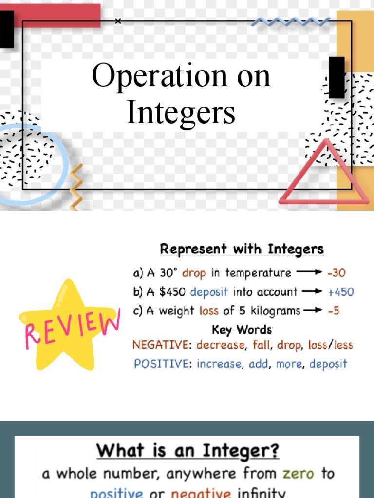 Operations on Integers Explained | PDF | Teaching Methods & Materials