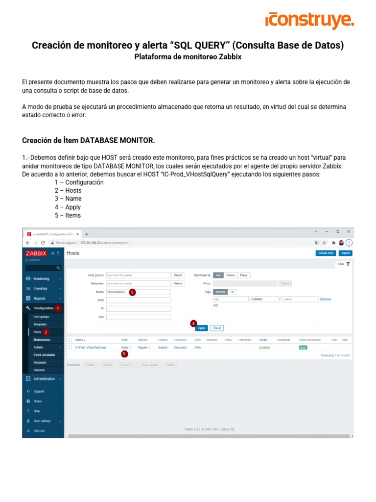 Zabbix - Crear Monitoreo Consulta DB - Query | PDF | SQL | Bases de datos