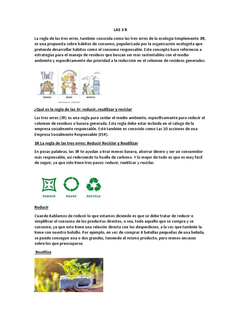 Las 3 R | PDF | Reciclaje | Residuos