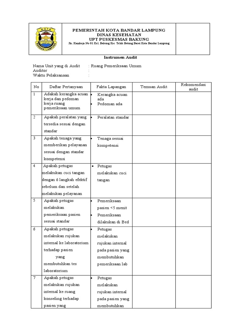 INSTRUMEN Audit Rpu Tania | PDF