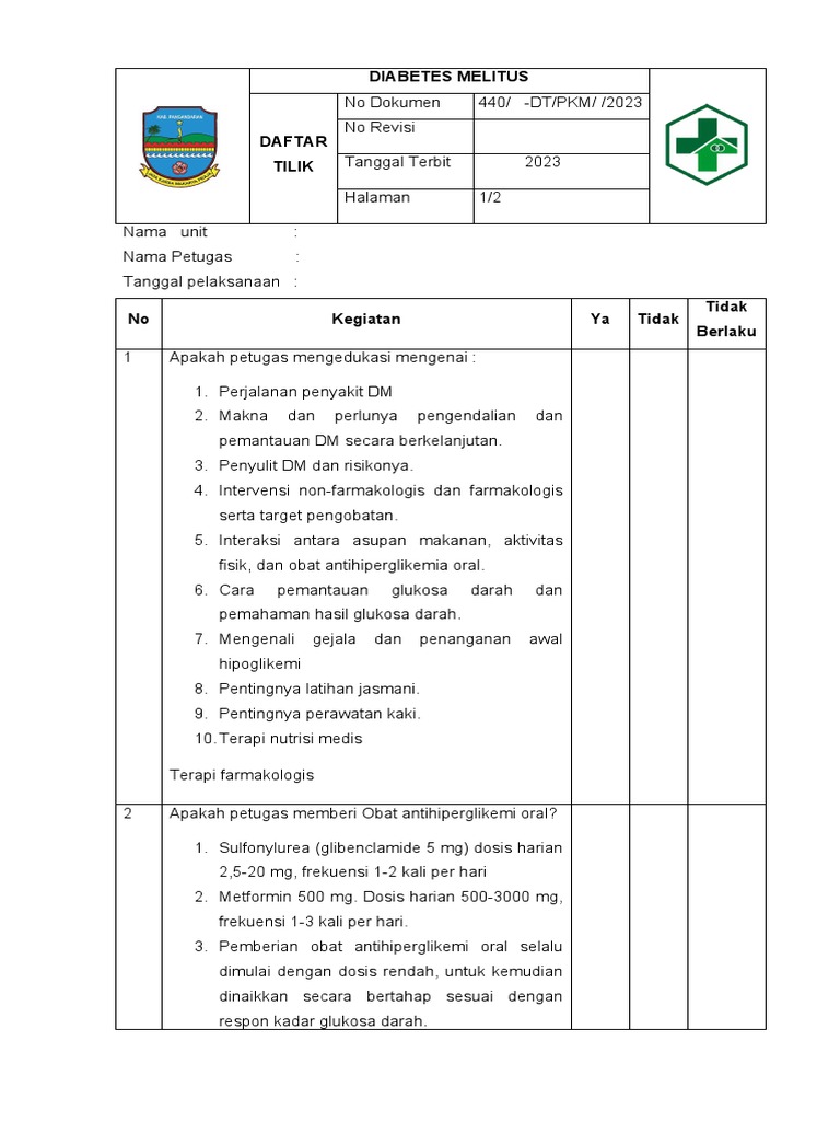 Daftar Tilik DM | PDF
