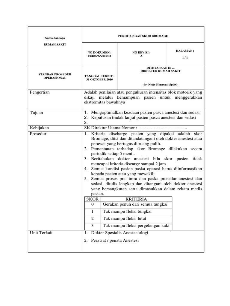 80 Perhitungan Skor Bromage | PDF