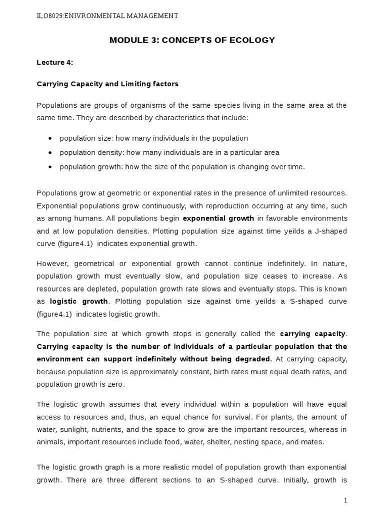 Carrying Capacity - DBITAMKB PDF | PDF | Biodiversity | Ecosystem