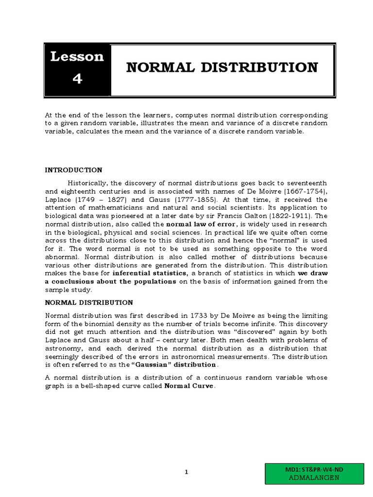 Week 4 - Normal Distribution | PDF | Normal Distribution | Skewness