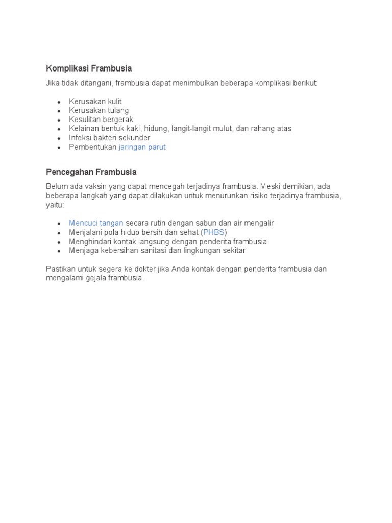 Komplikasi dan Pencegahan Frambusia | PDF