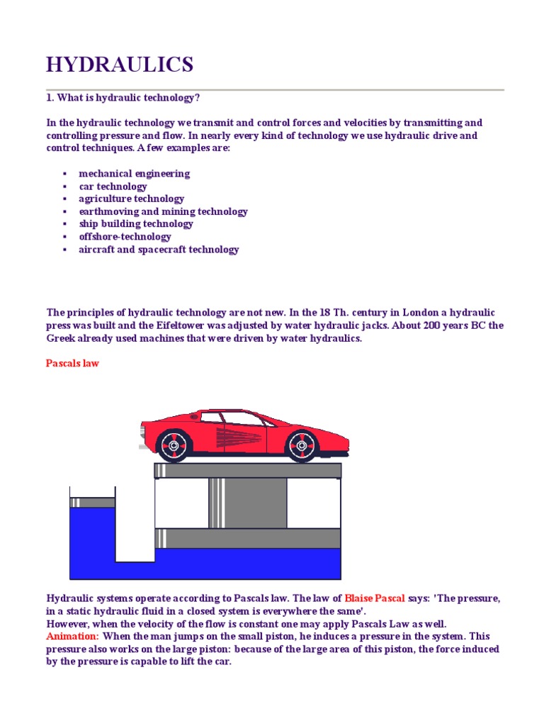 Hydraulics: Pascals Law | PDF | Pump | Valve