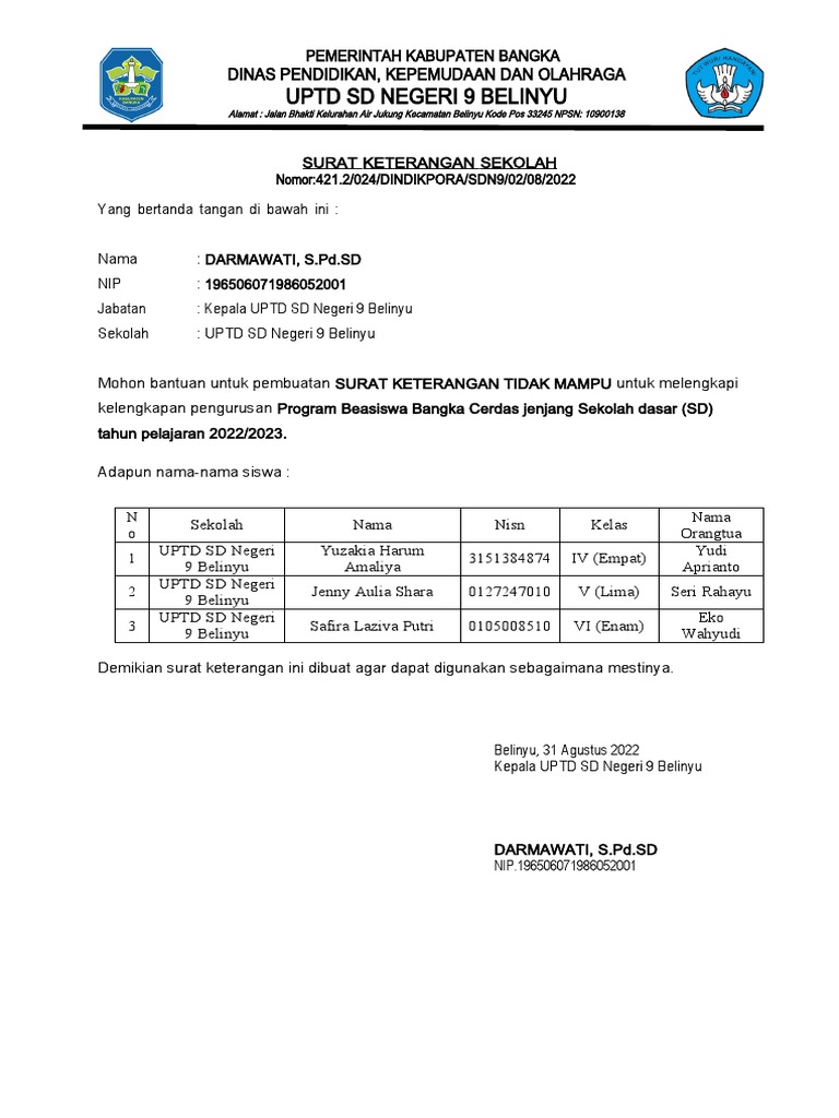 Surat Pengantar Pembuatan SKTM | PDF