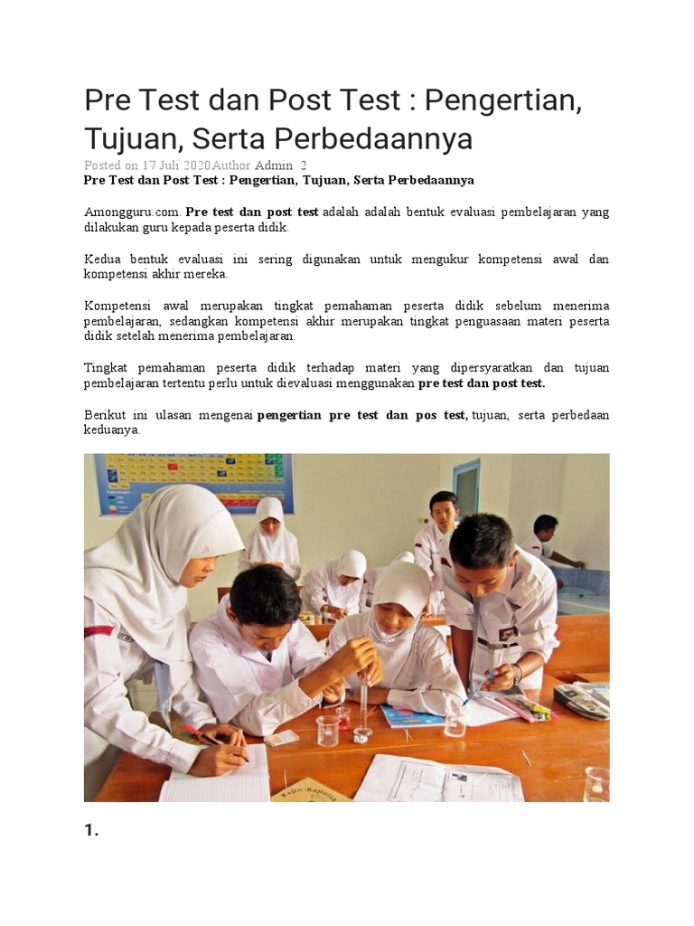 Pengertian Pre Test Dan Post Test | PDF