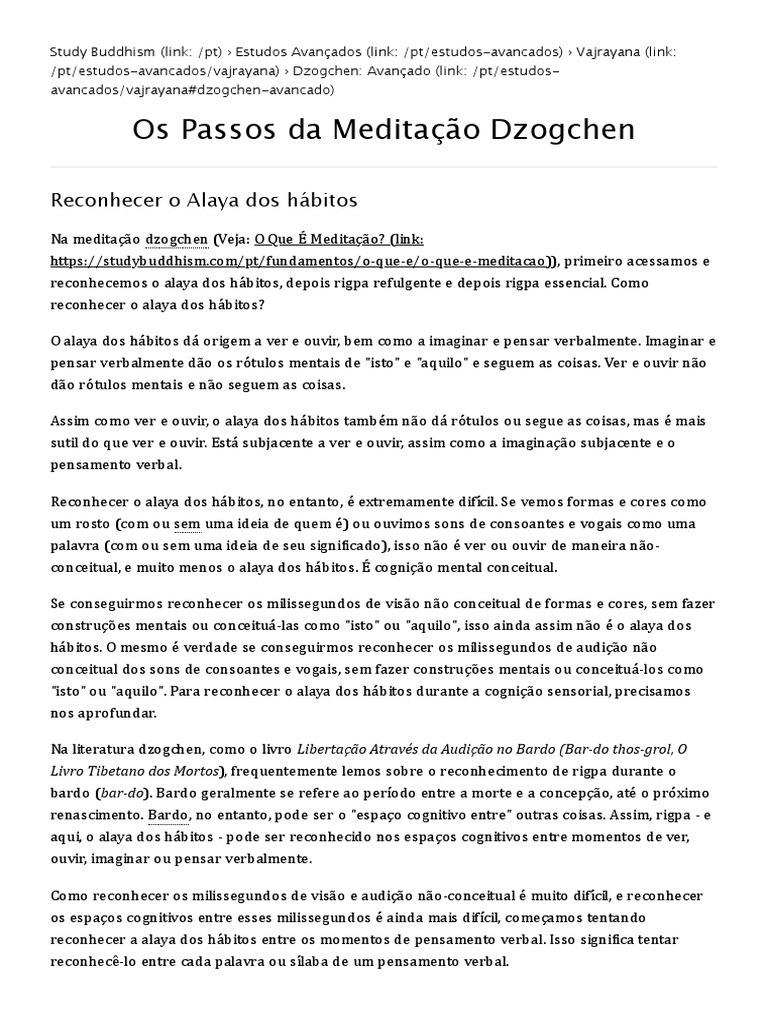 Os Passos Da Medita o Dzogchen PDF Pensamento Mente