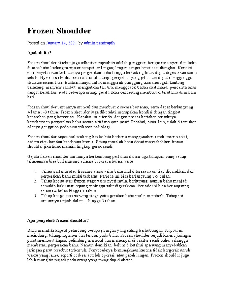 Frozen Shoulder | PDF