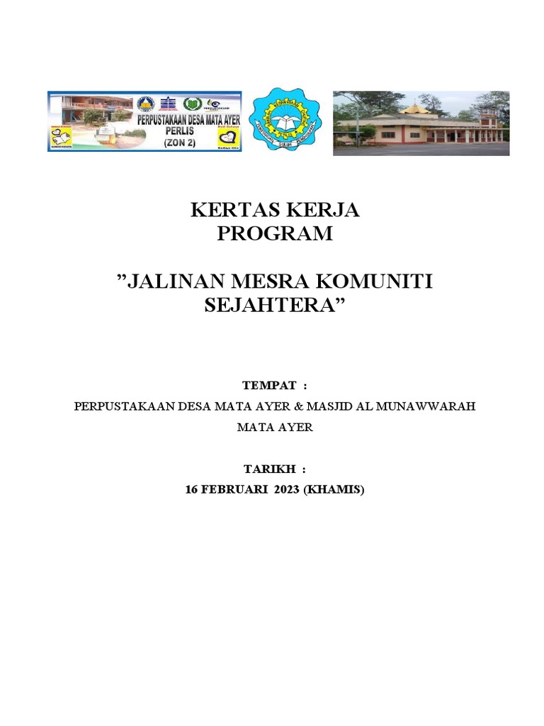 Kertas Kerja Program Jalinan Mesra Komuniti Sejahtera | PDF