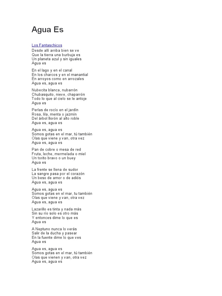 Canción Agua Es | PDF