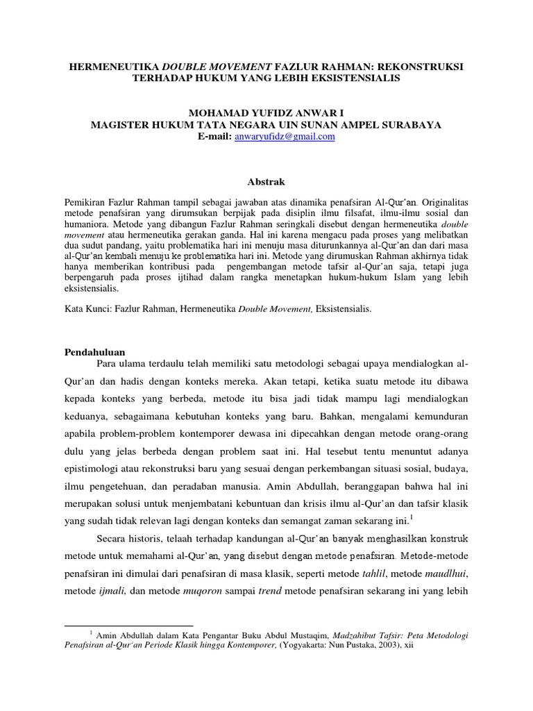 Hermeneutika Ganda Fazlur Rahman | PDF