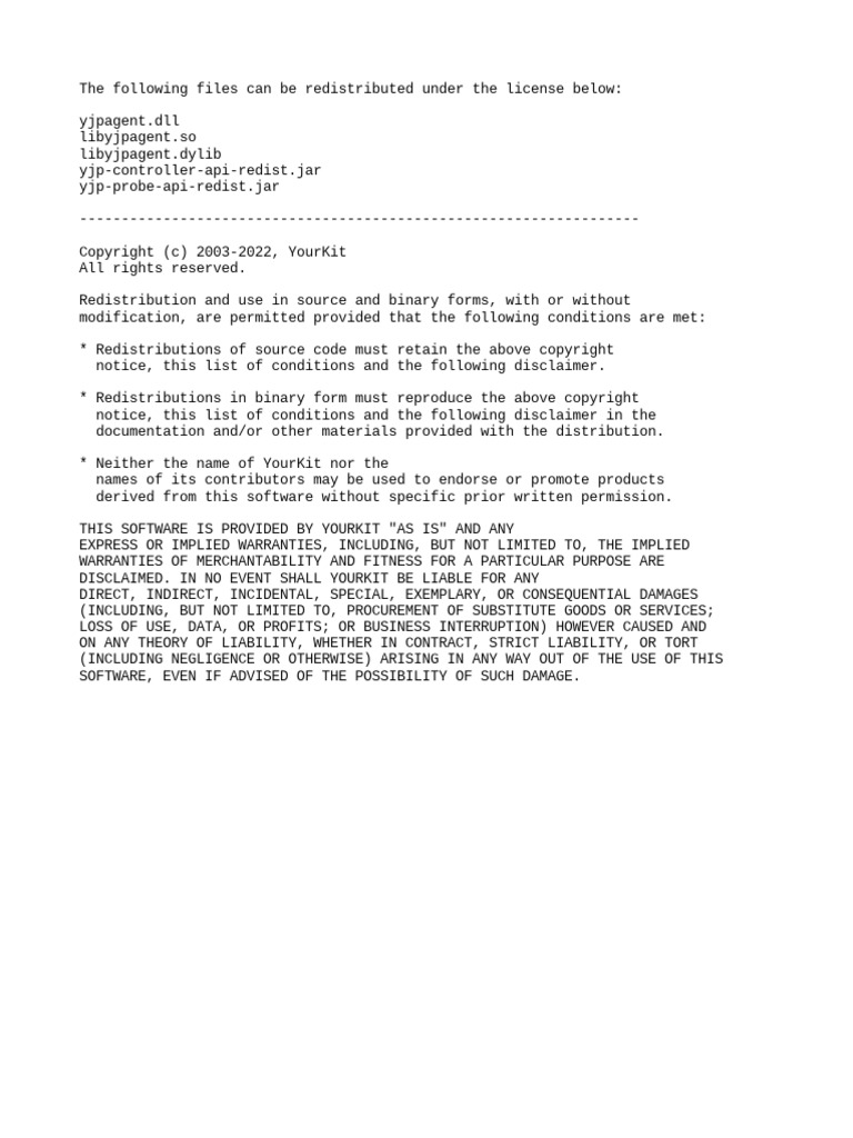 Yourkit License Redist | PDF | Computers | Technology & Engineering
