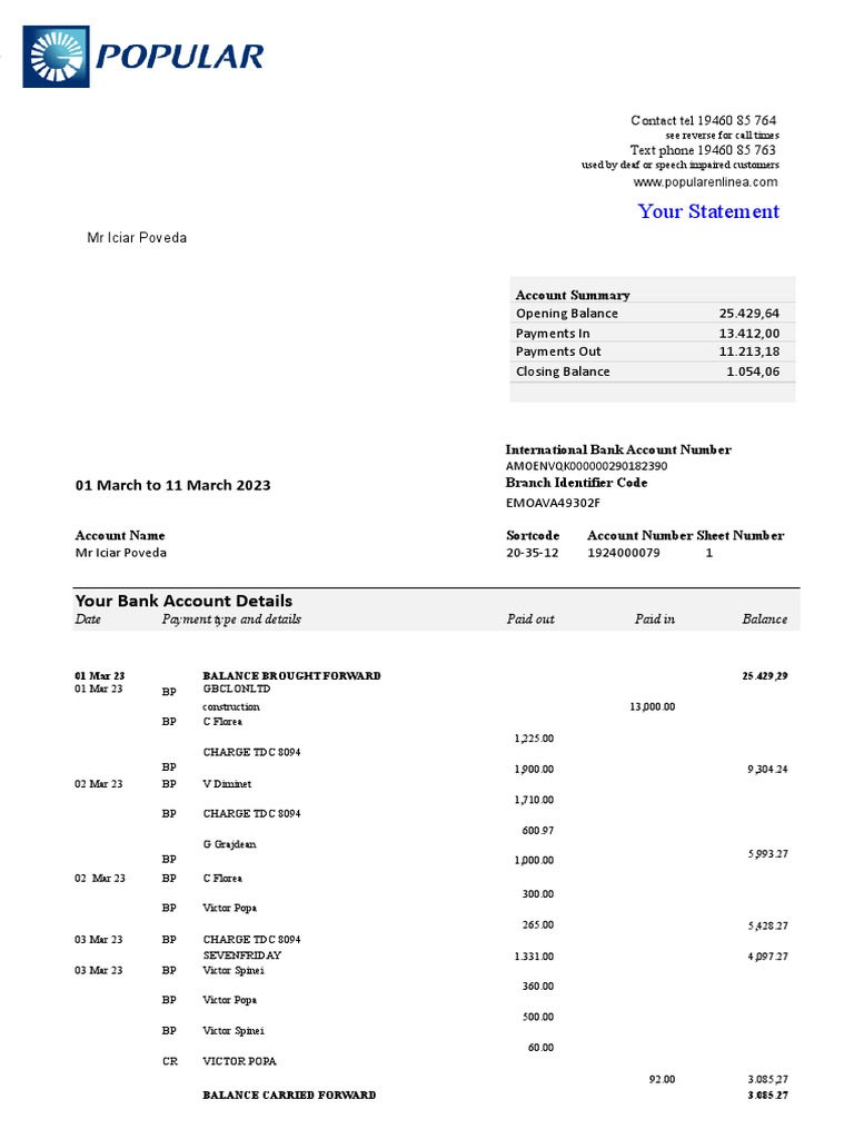 Banco Popular Statement | PDF | Banking | Corporations