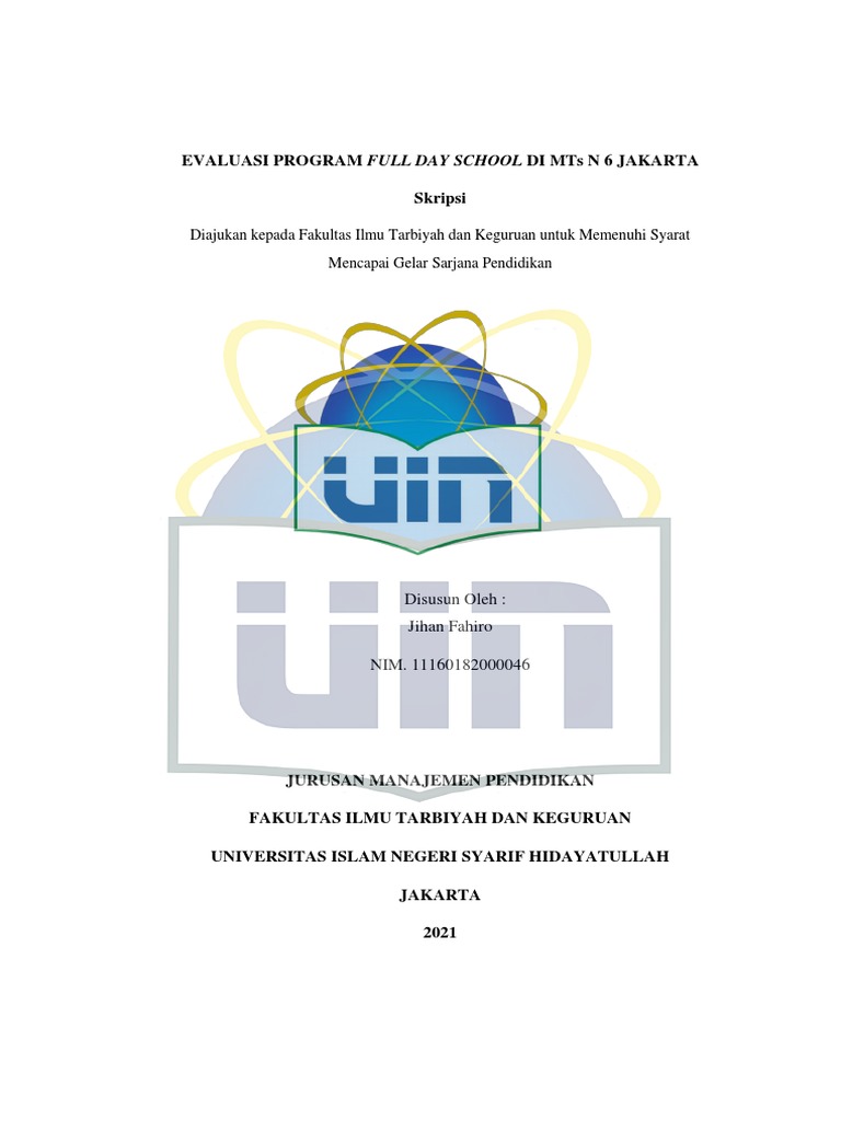 SKRIPSI EVALUASI PROGRAM FULL DAY SCHOOL MTSN 6 JKT TIMUR (Watermark) PDF | PDF