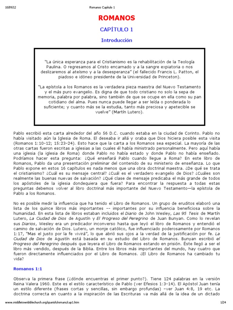 Romanos Capítulo 1 | PDF | Pablo el apóstol | La resurrección de Jesús