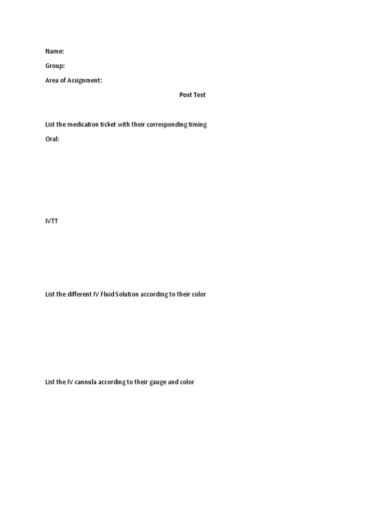 Pedia Ward - Post Test | PDF | Dose (Biochemistry) | Chemistry