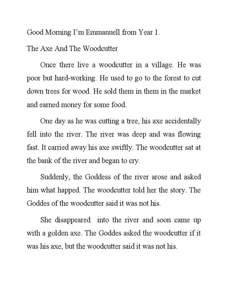 Reading Competition The Wood Cutter and The Axe | PDF