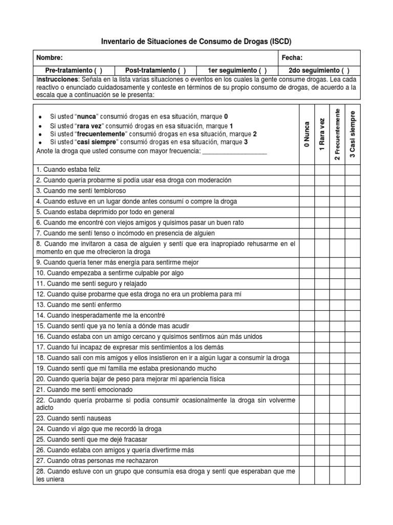 Inventario de Consumo de Drogas ISCD | PDF | Drogas