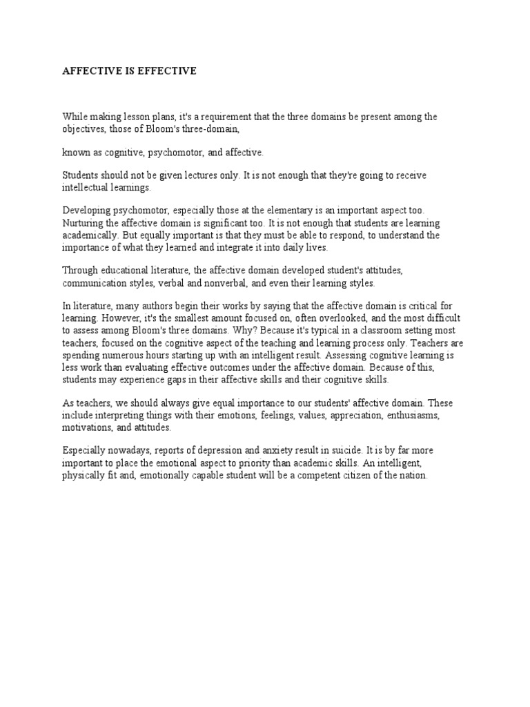 AFFECTIVE IS EFFECTIVE - Edited | PDF | Career & Growth | Science ...