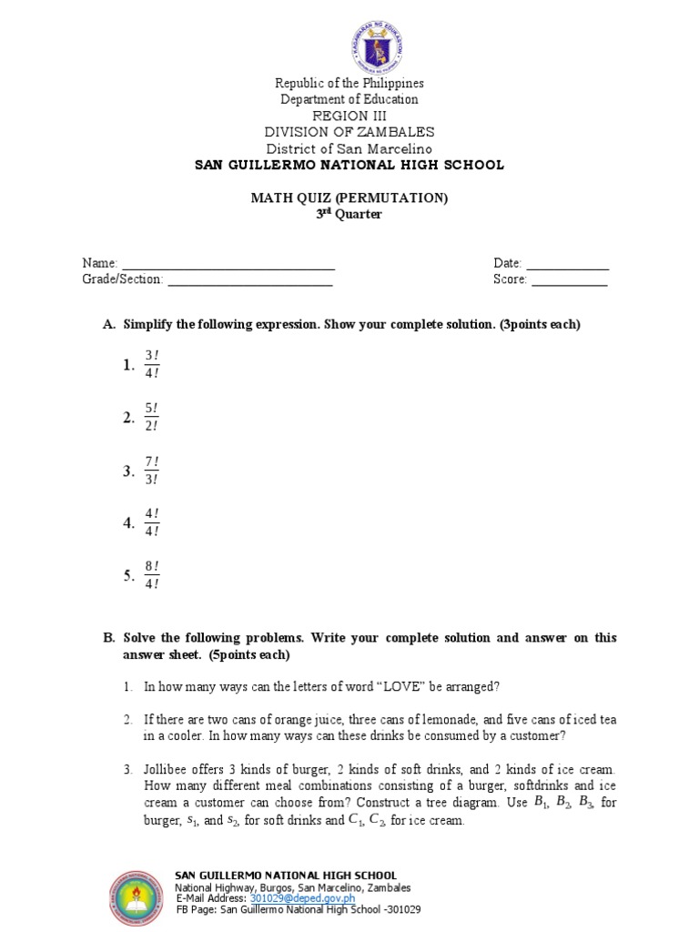 Math Quiz 1 | PDF | Food And Drink | Drink