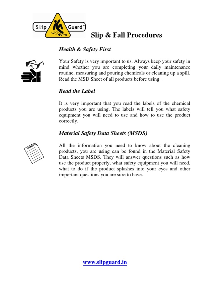 Slip Fall Info and Suggestions | PDF | Housekeeping | Nature