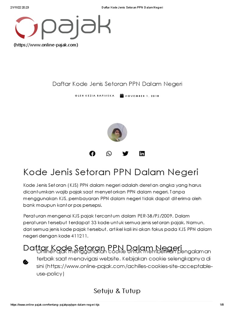 Daftar Kode Jenis Setoran PPN Dalam Negeri | PDF