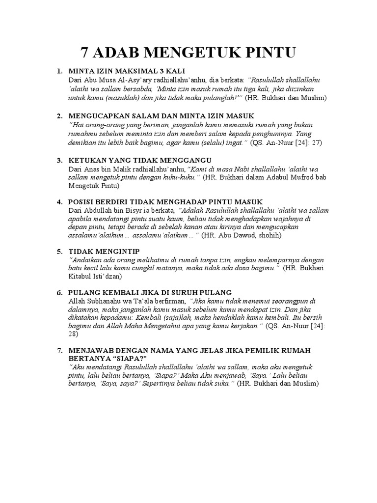 7 Adab Mengetuk Pintu | PDF