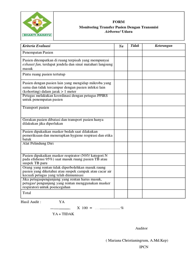 Form Monitoring Tranfer Pasien Airborne | PDF