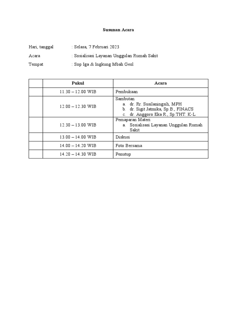 Susunan Acara | PDF | Pengembangan Diri | Sains & Matematika