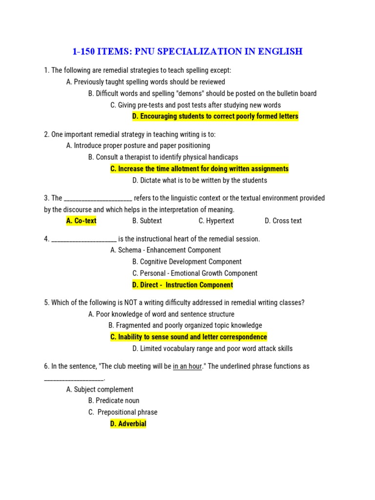 PNU English Major LET Reviewer 2025 | PDF | Reading Comprehension ...