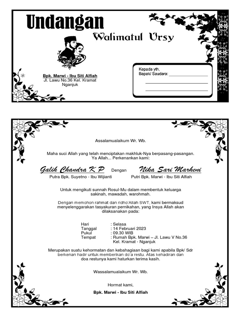 Undangan Walimatul Ursy | PDF