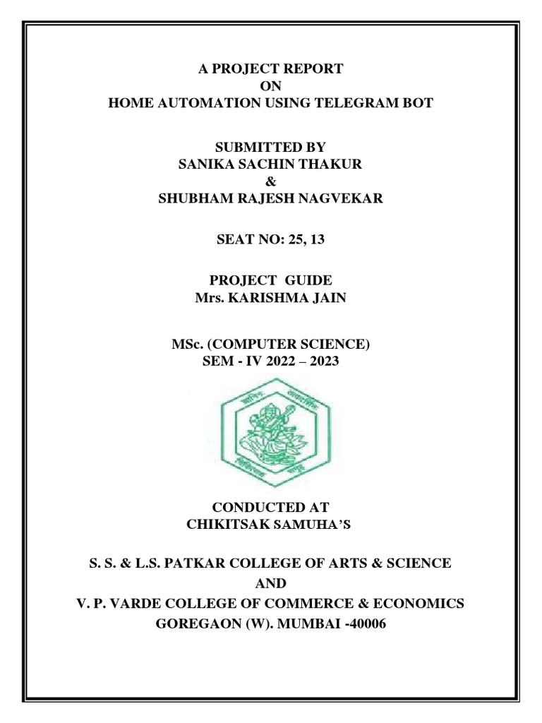 A PROJECT REPORT 25 13 Final | PDF | Home Automation | Internet Of Things