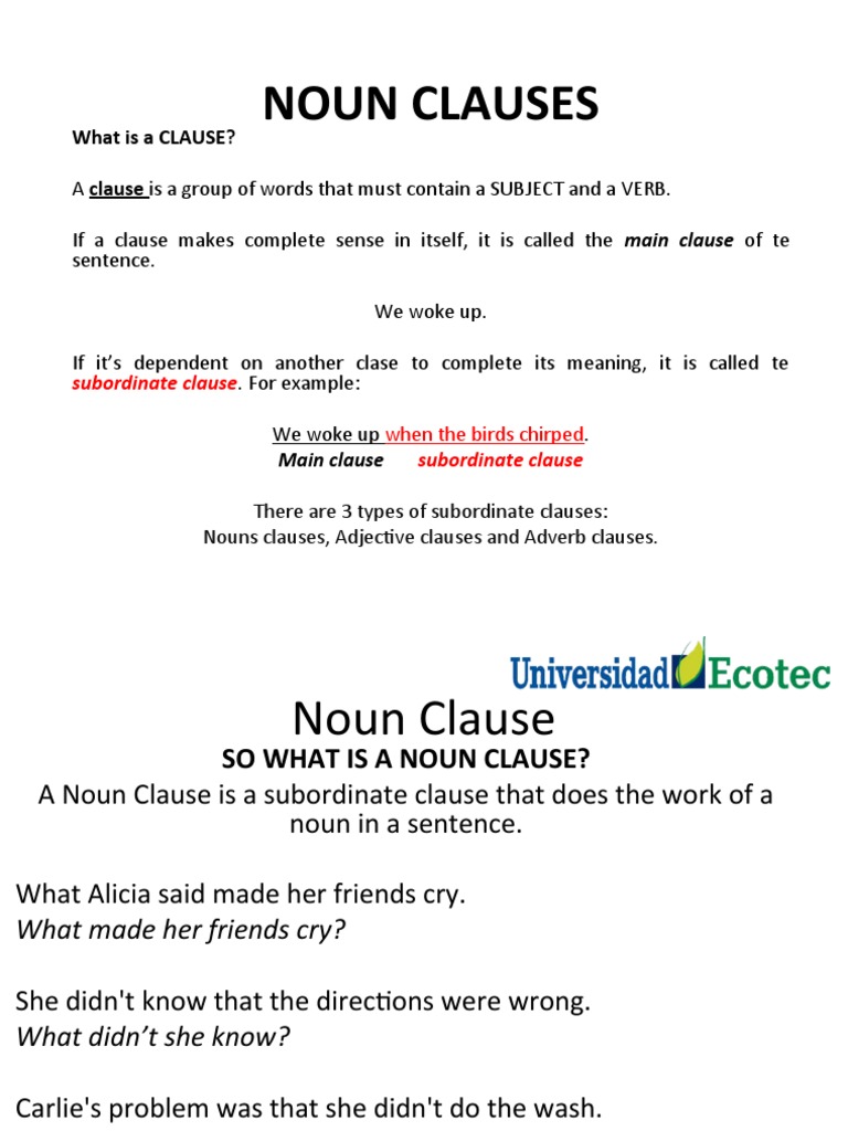 Noun Clauses | PDF | Clause | Noun