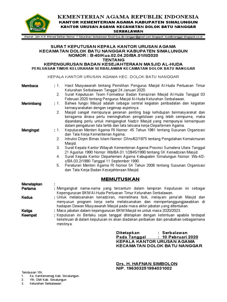 SK BKM Masjid Al Huda KUA | PDF