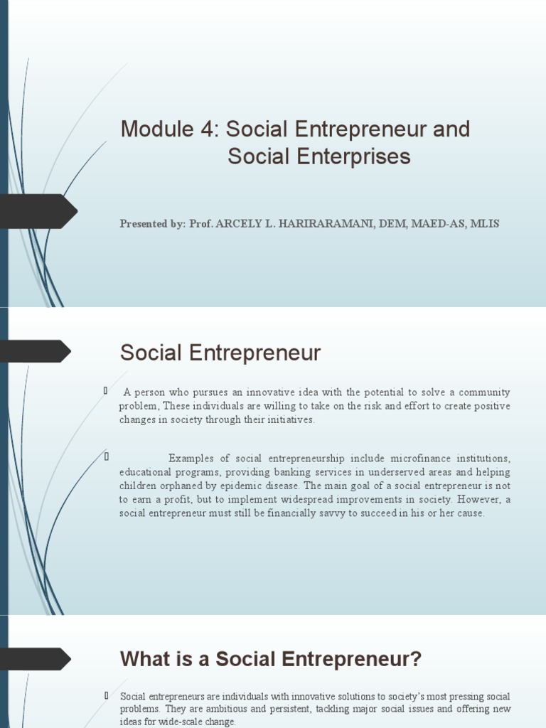 Entrepreneurial Mind-Module 4 | PDF | Entrepreneurship | Social Entrepreneurship
