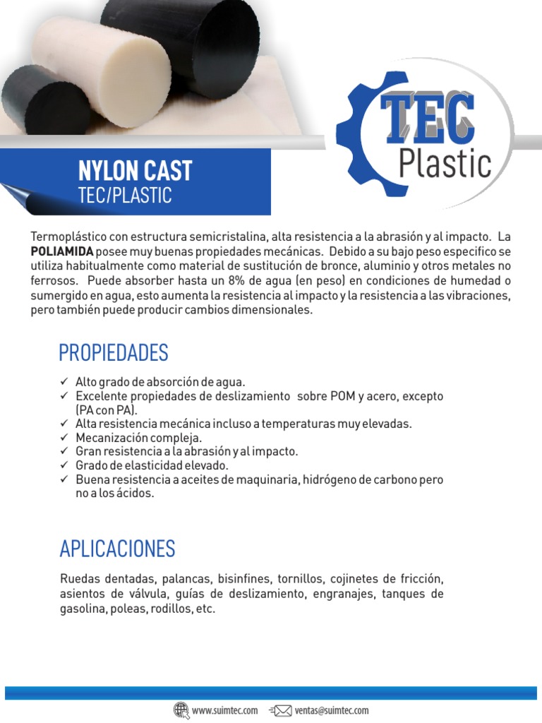 Nylon Cast - Suimtec | PDF | Engranaje | Materiales