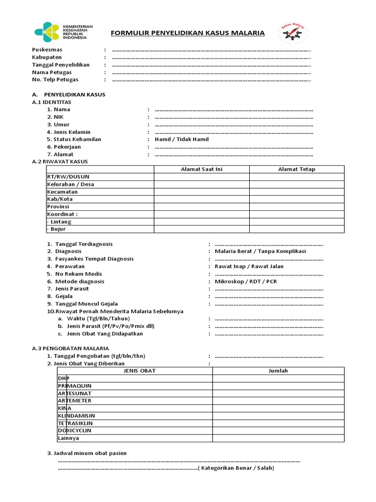 Form PE 125 Malaria | PDF