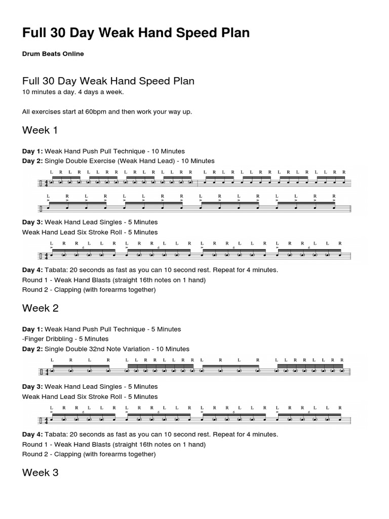 30-Day Weak Hand Speed Training Plan | PDF