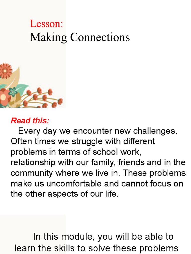 Lesson:: Making Connections | PDF | Neuroscience | Cognition