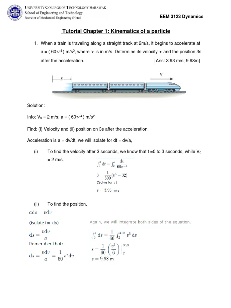 Tuto 1 Dynamics | PDF | Acceleration | Velocity