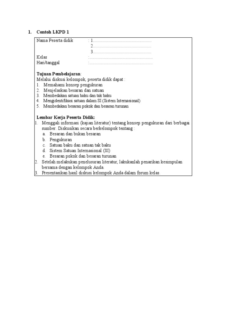 LKPD 1 Konsep Pengukuran | PDF