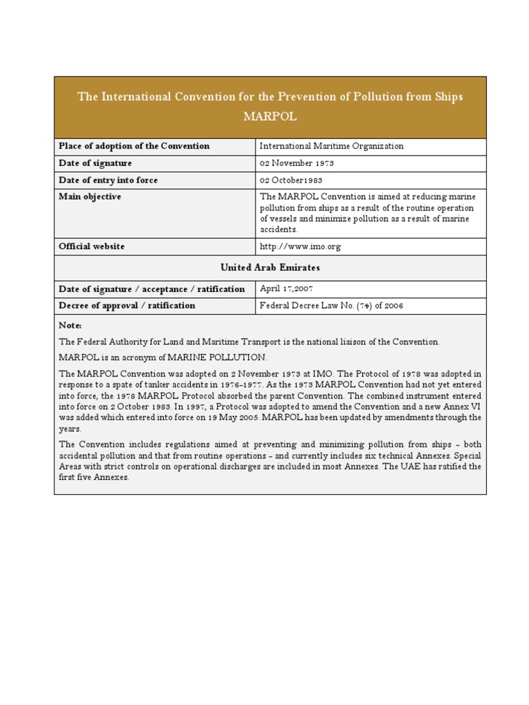 MARPOL Convention Overview and Updates | PDF