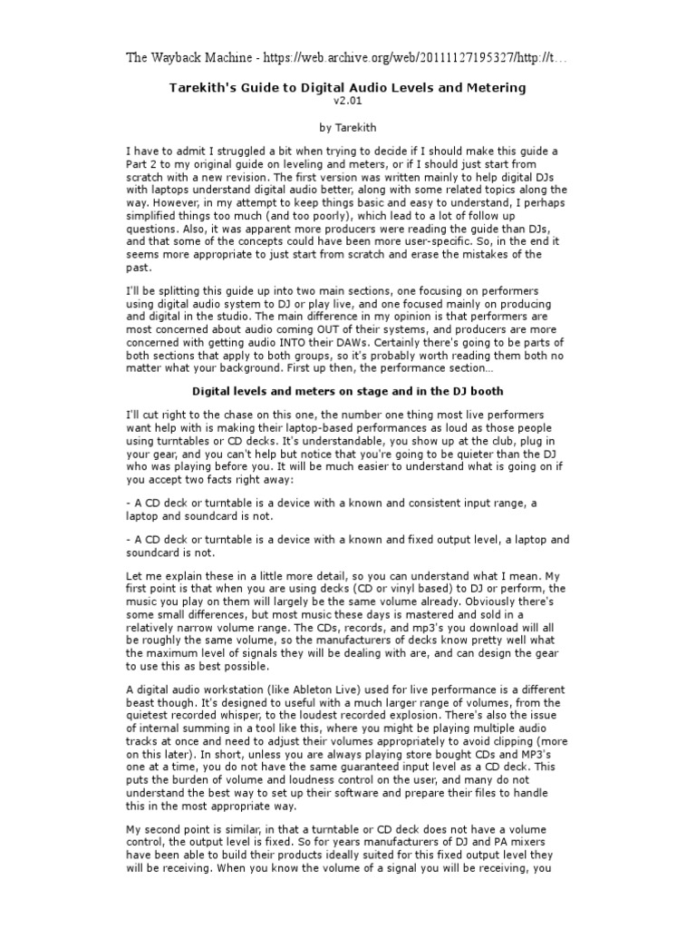 Digital Audio Levels and Metering .. | PDF | Sampling (Signal ...